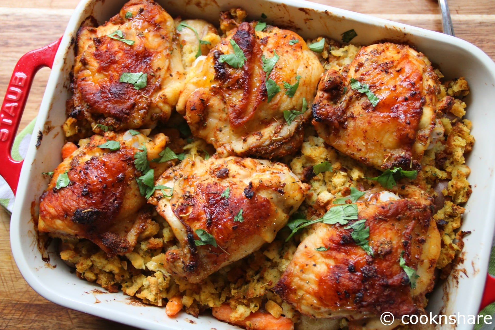 Rustic Chicken Thighs & Stuffing Bake – Cook n' Share