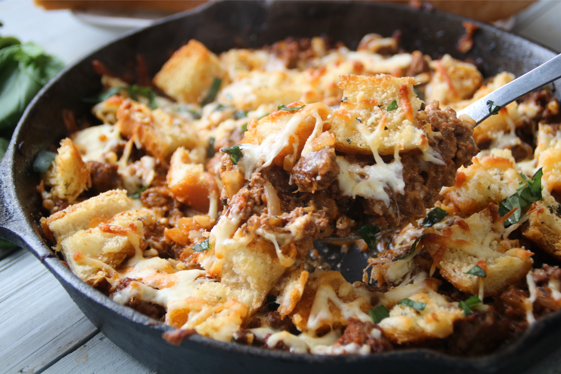 Meaty Garlic Bread Bake – Easy One-Pan Dinner – Cook n' Share